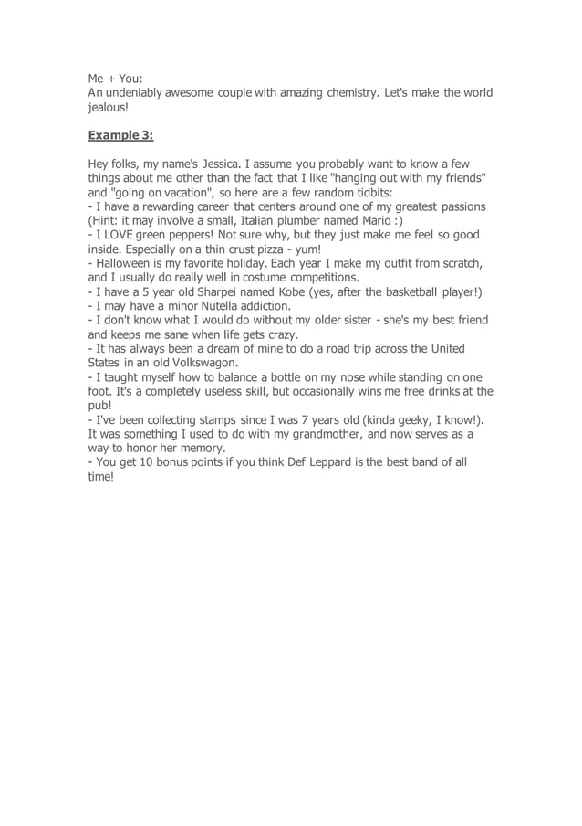 Dating profile examples | PDF