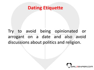 Dating tips for men - dating etiquette | PPTX