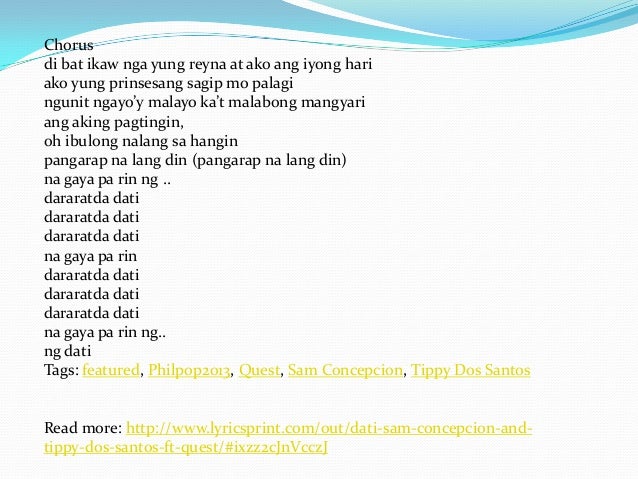 DATI by SAM CONCEPCION & TIPPY DOS SANTOS FT. QUEST (PHILPOP 2013)