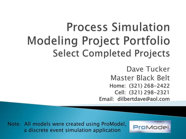 ProModel Process Simulation Projects | PPTX