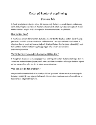 Dator på kontoret uppfinning | DOCX