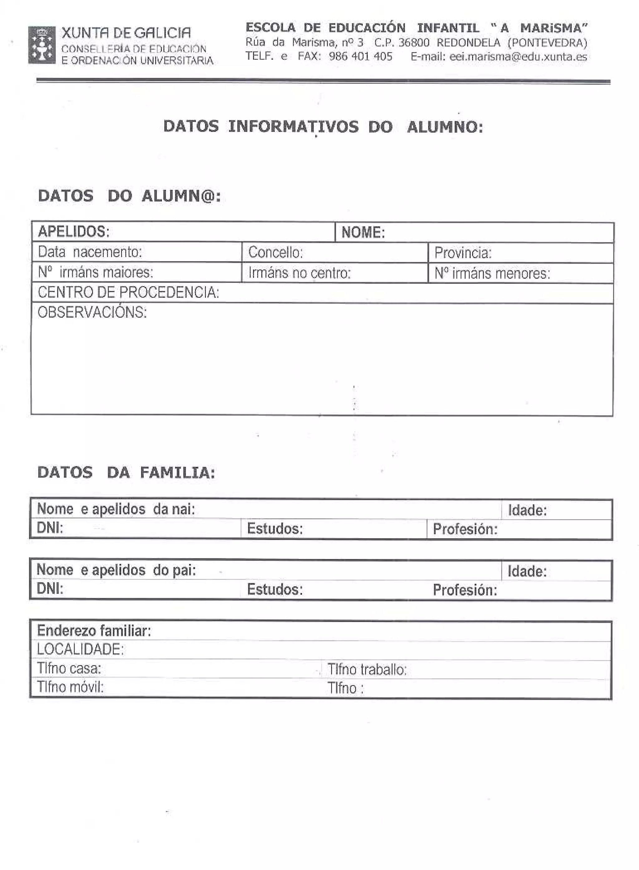 Datos do alumno | PDF
