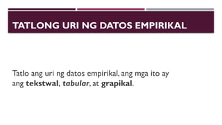 DATOS EMPIRIKAL TUNGO SA PANANALIKSIK AT PAGBASA NG TEKSTO | PPTX