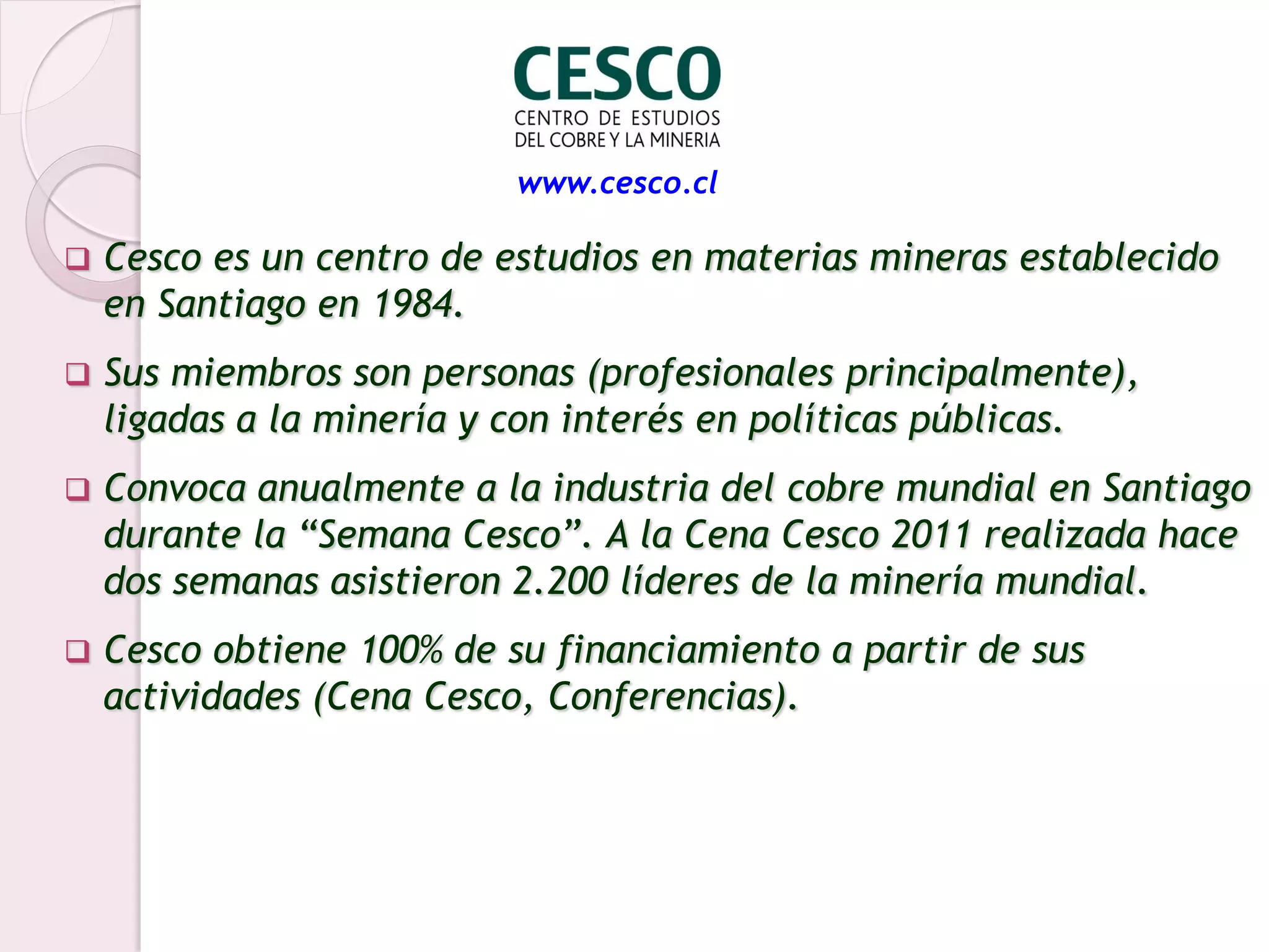 Datos mineria chilena cesco | PPT
