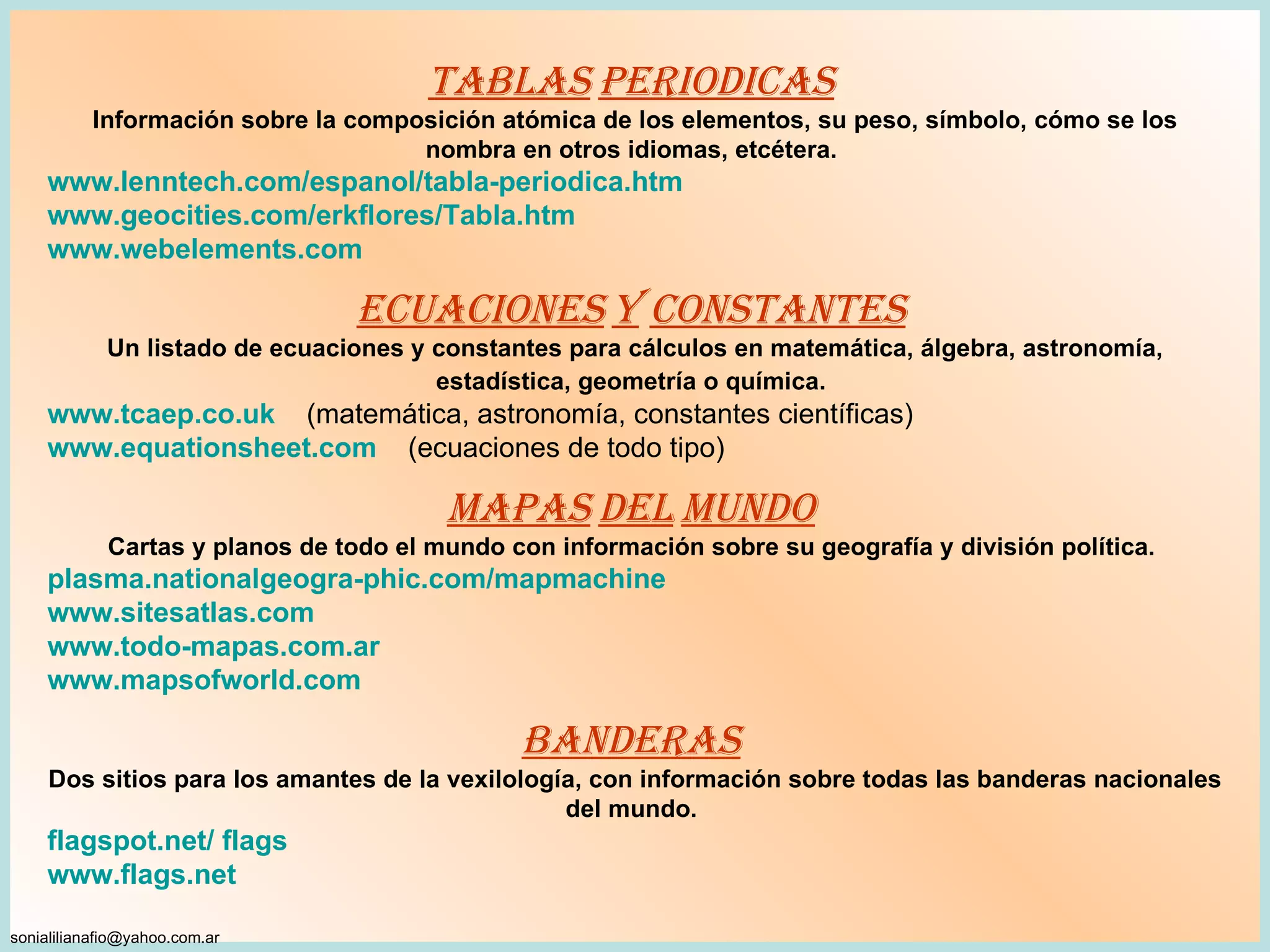Direcciones Utiles en Internet | PPS