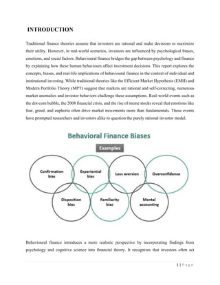 THE ROLE OF BEHAVIOURAL FINANCE IN INVESTMENT DECISION | PDF