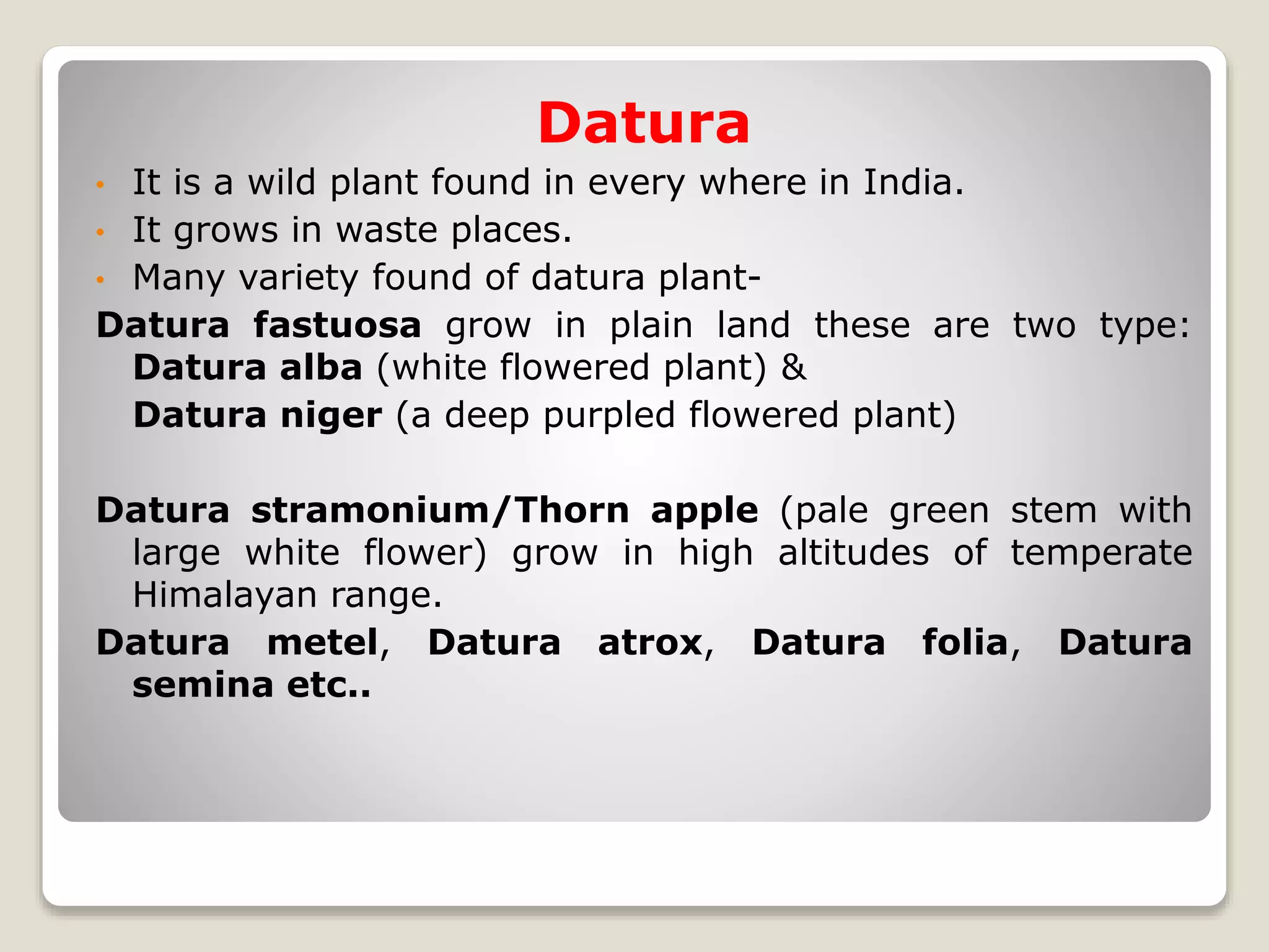 Datura or deliriant poisoning by Mr.Sunil Ahirwar (Forensic Expert ...