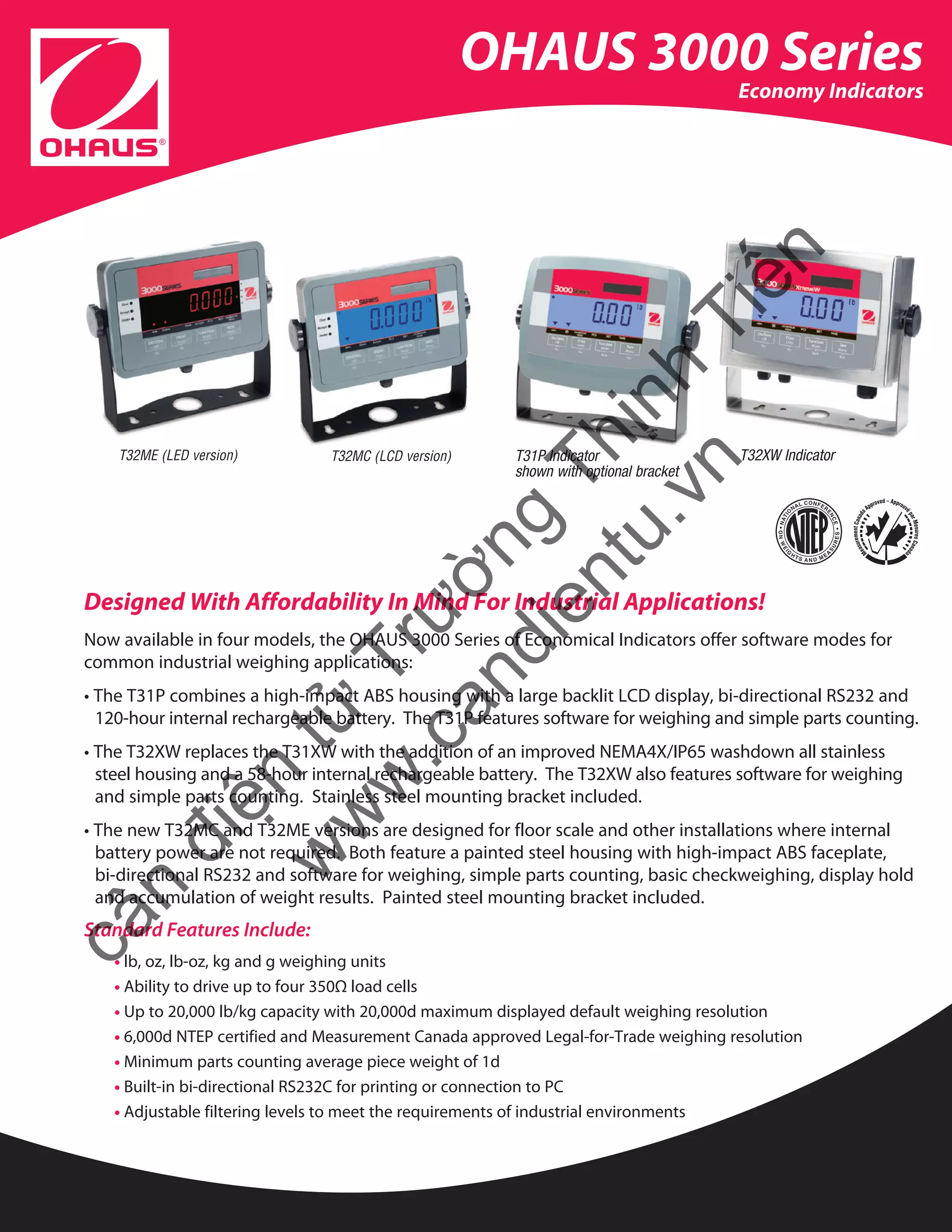 Dau can-ohaus-t31 p-t32xw-t32me-t32mc | PDF