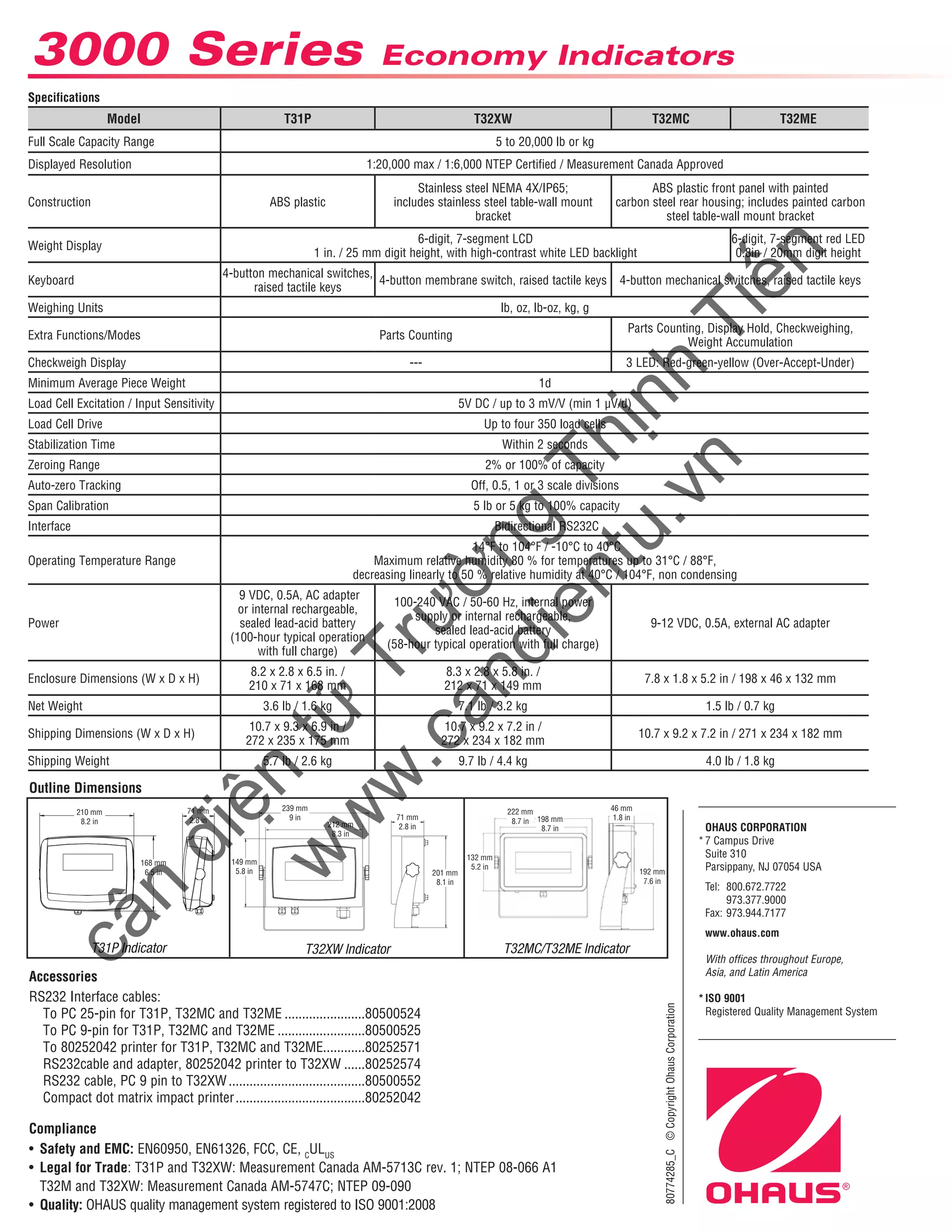 Dau can-ohaus-t31 p-t32xw-t32me-t32mc | PDF