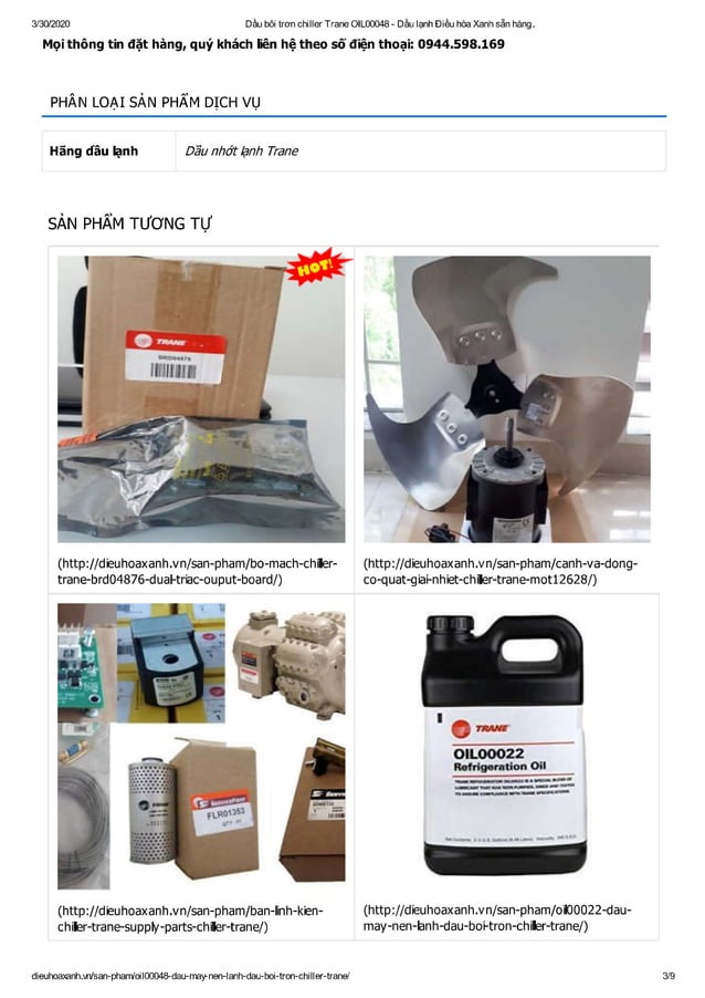 Dau boi tron chiller trane oil00048, dầu nhớt lạnh chiller Trane | PDF