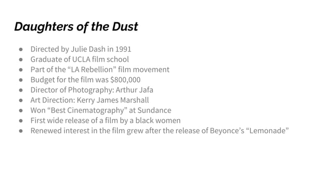 Daughters of the dust | PPT