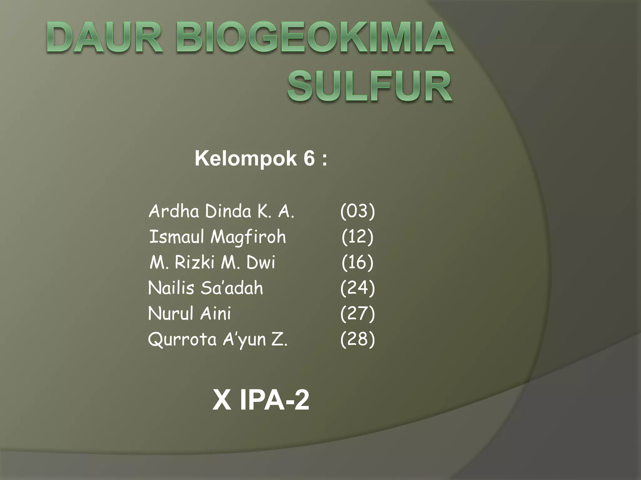 Daur biogeokimia sulfur | PPTX