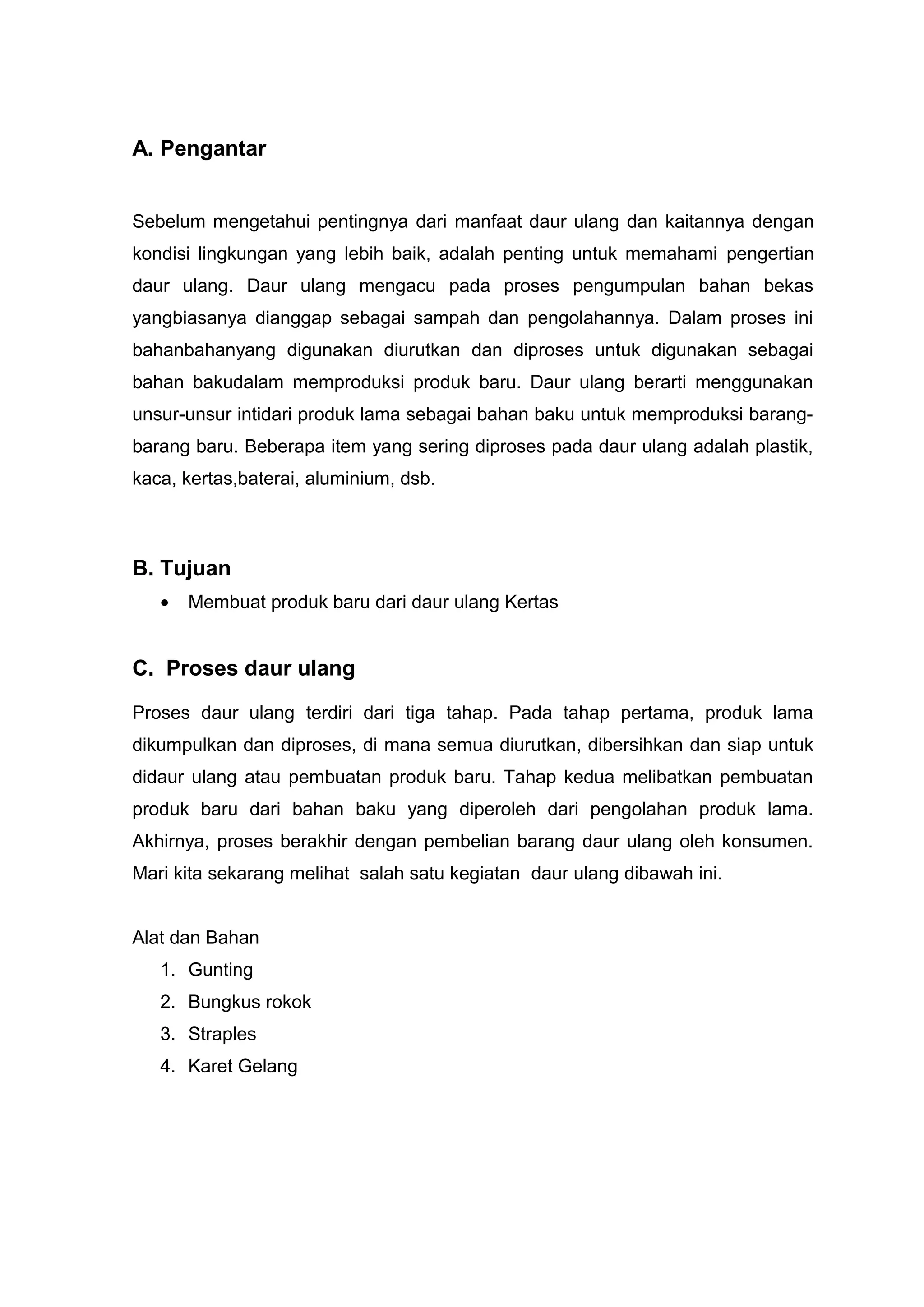 Artikel daur ulang sampah | DOC