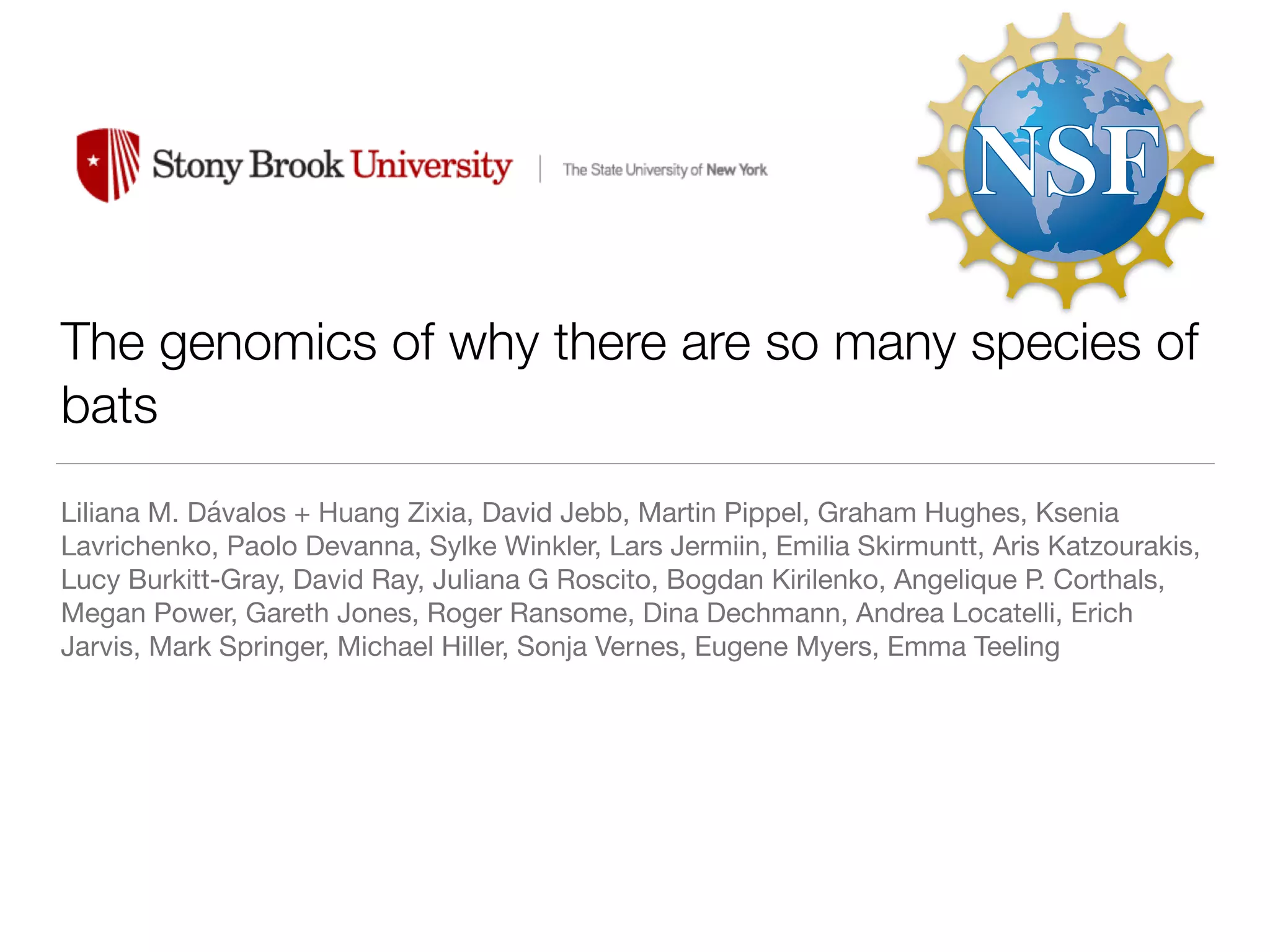 The genomics of why there are so many species of bats | PPT