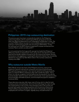 Davao philippines making waves as the next prime spot for outsourcing | PDF