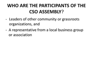 Davao conduct of cso assembly usep | PPTX