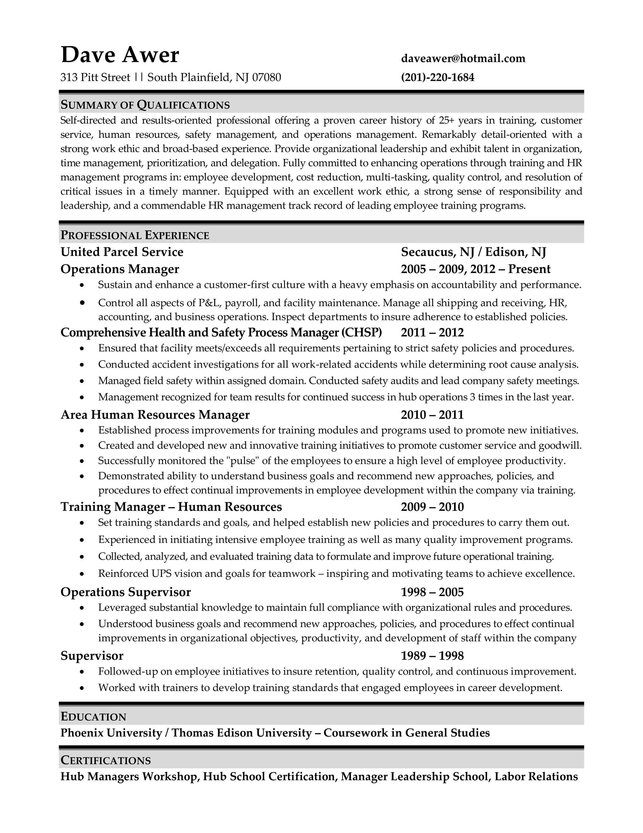 Dave awer resume 2016 | PDF
