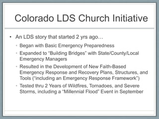 The LDS role in disasters: Dave Fisher, LDS VOAD representative | PPT