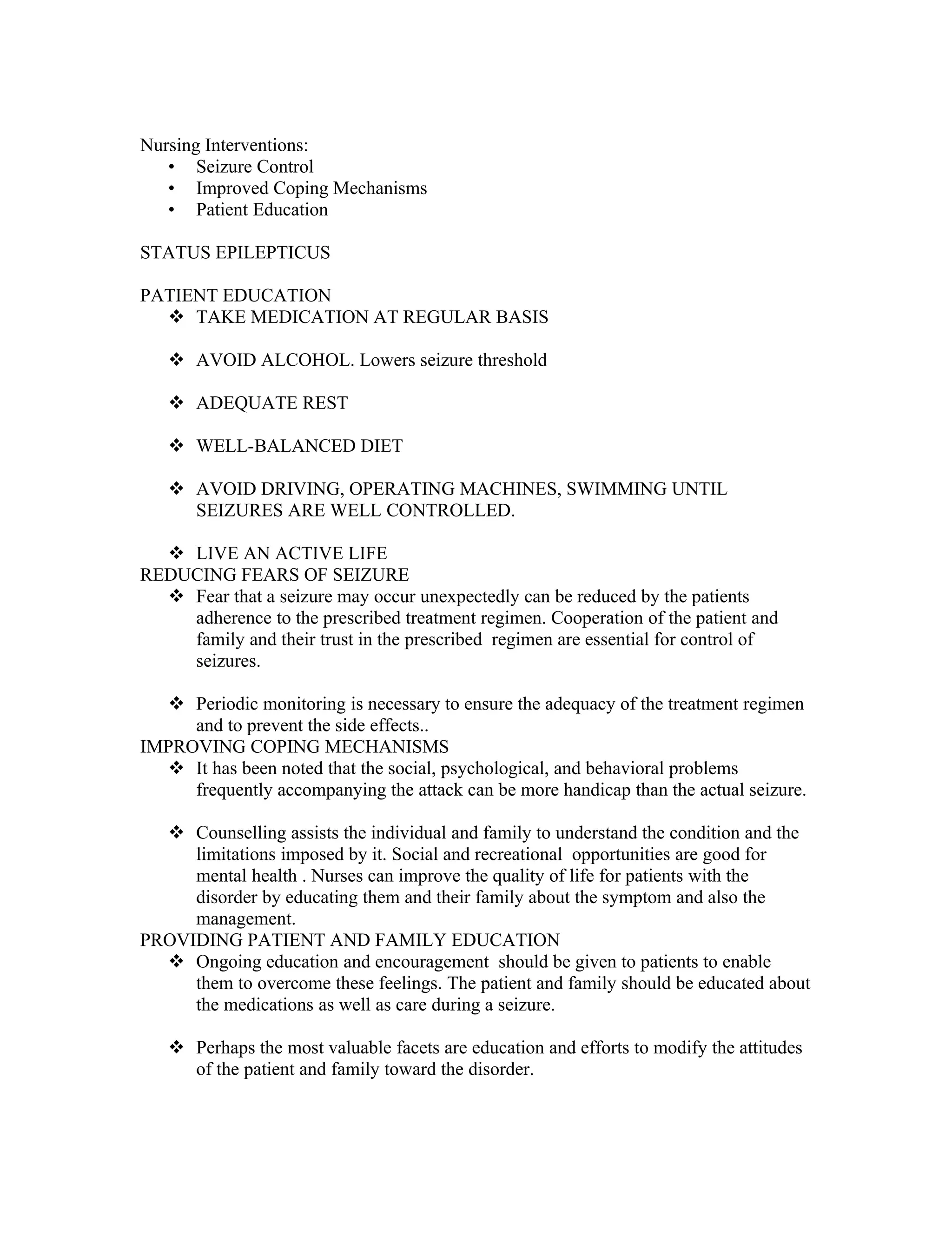 Seizure: Status Epilepticus, pdf file | DOC