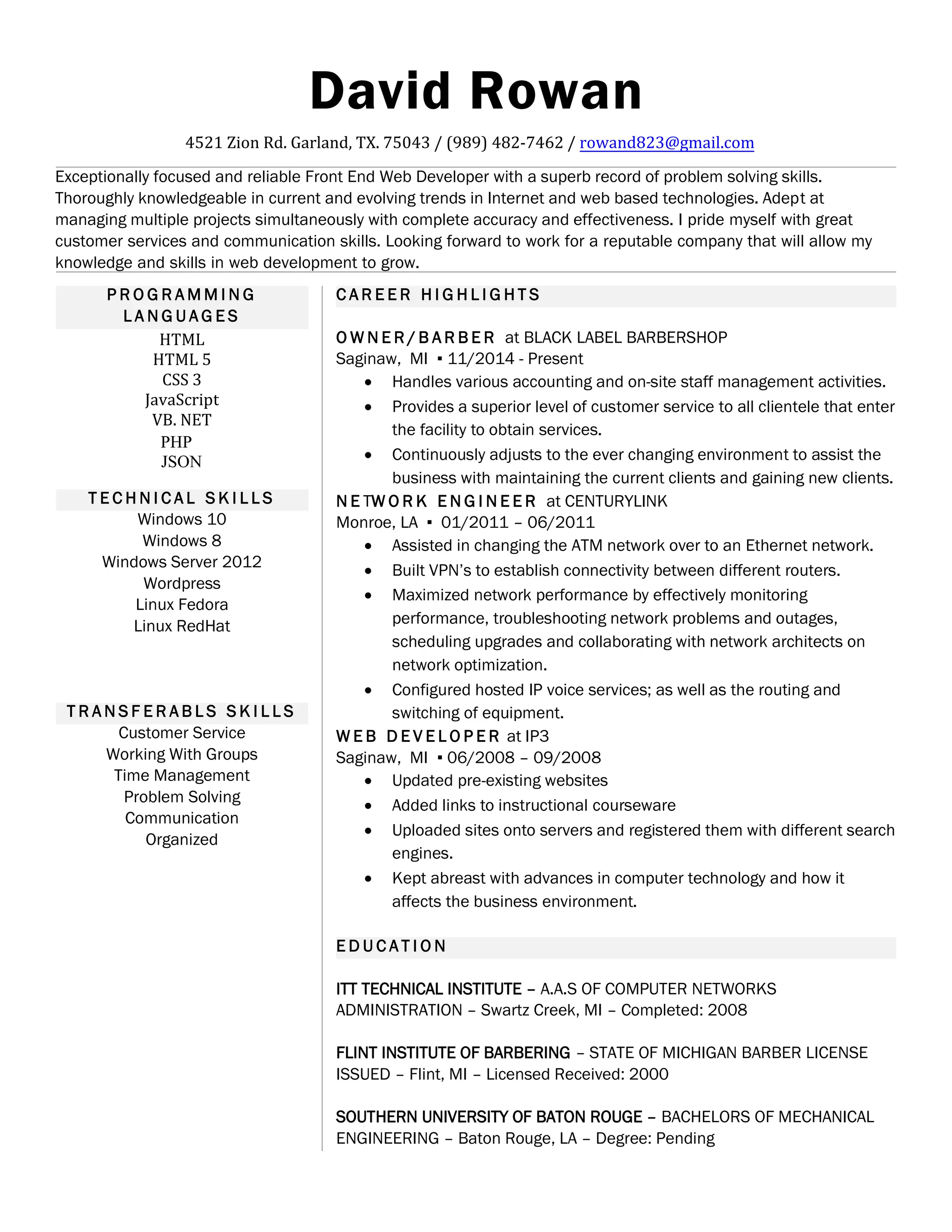 Dave resume updated | PDF