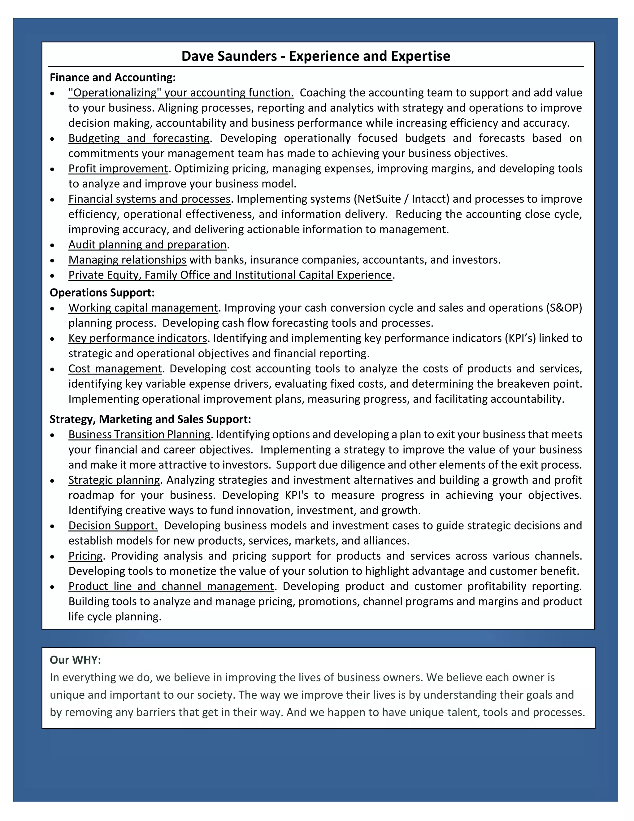 Dave Saunders Biography - Partner, B2B CFO® | PDF