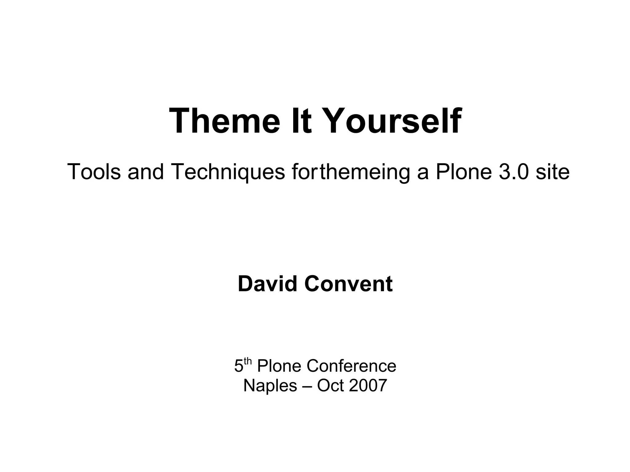 David Convent - Theme It Yourself | PDF
