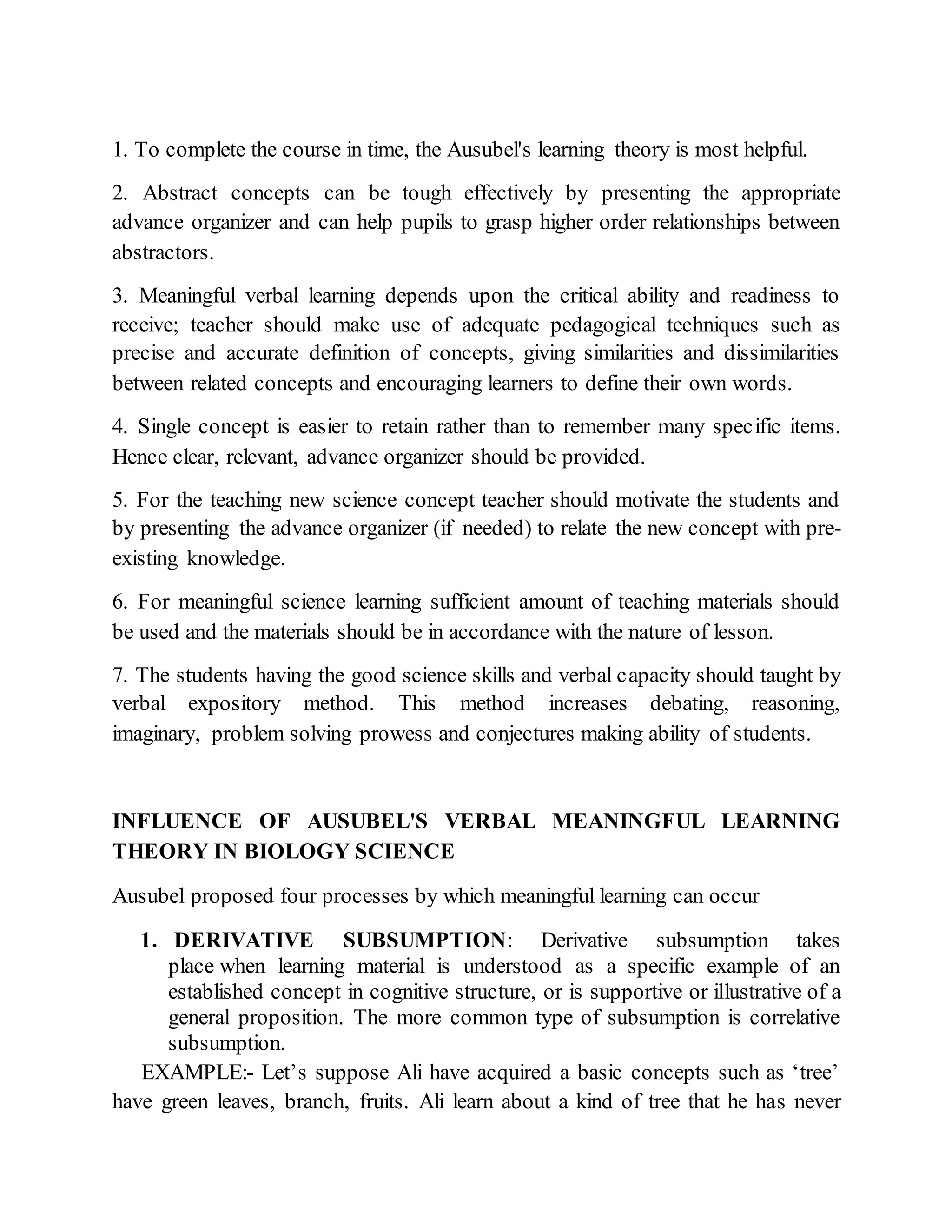 DAVID AUSUBEL THEORY OF MEANINFUL LEARNING | DOCX