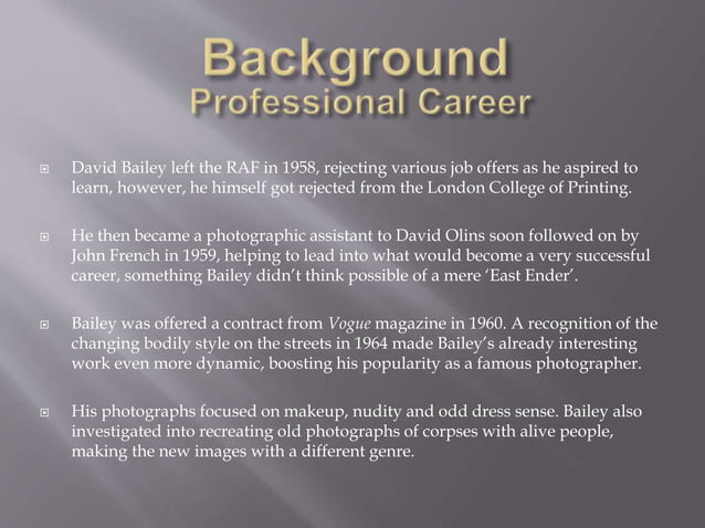 Photography: David bailey | PPTX | Fine Art Photography | Fine Art