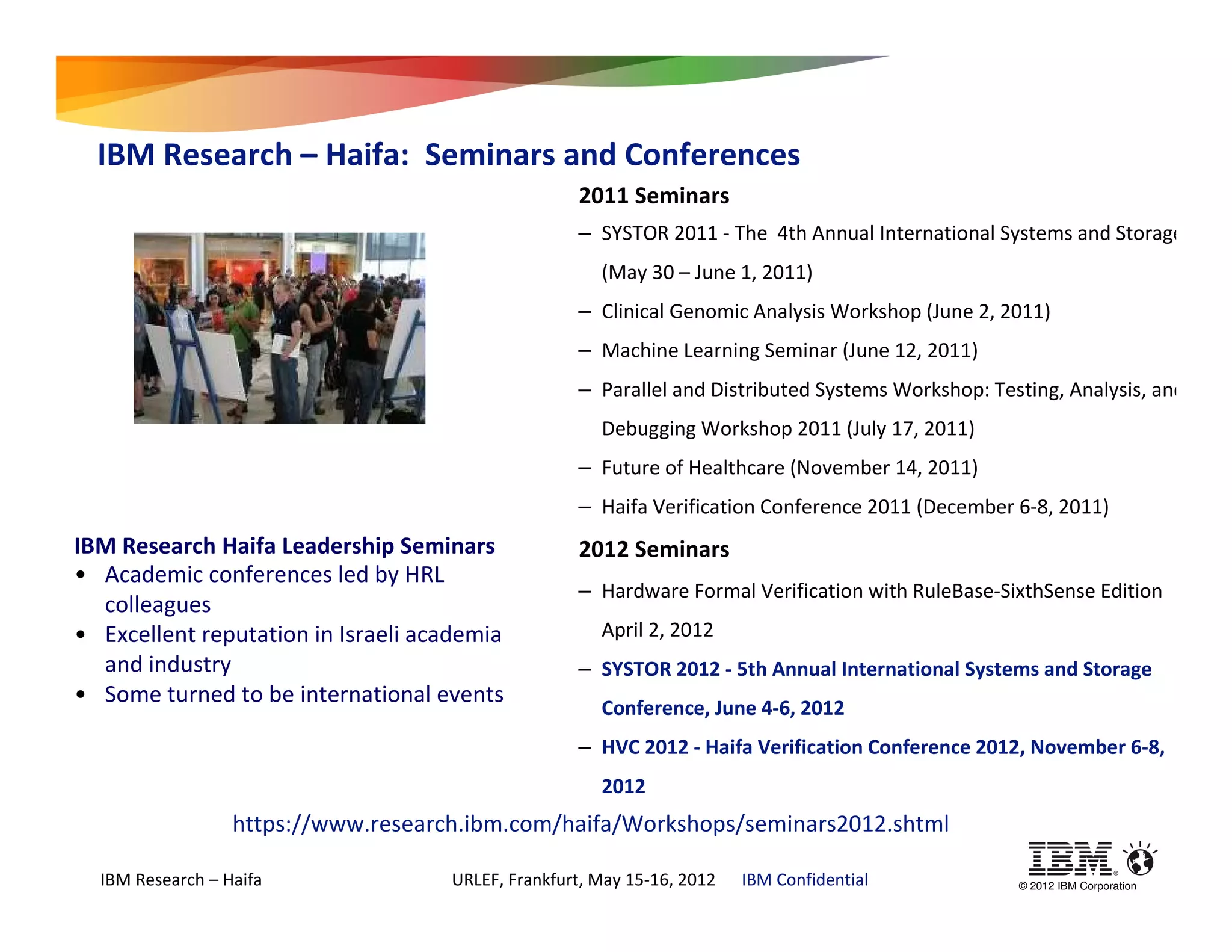 IBM Research and BM Haifa Research Lab Overview | PDF