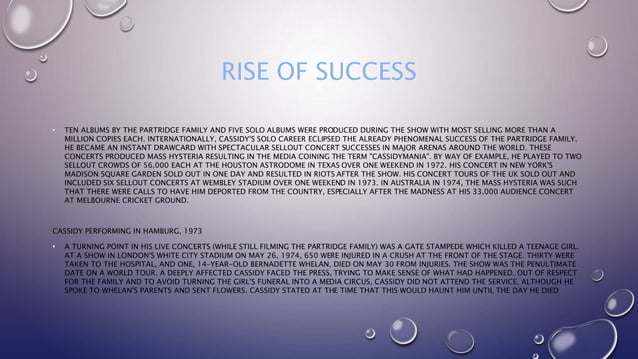 David Cassidy A Force To Be Reckon With Ppt