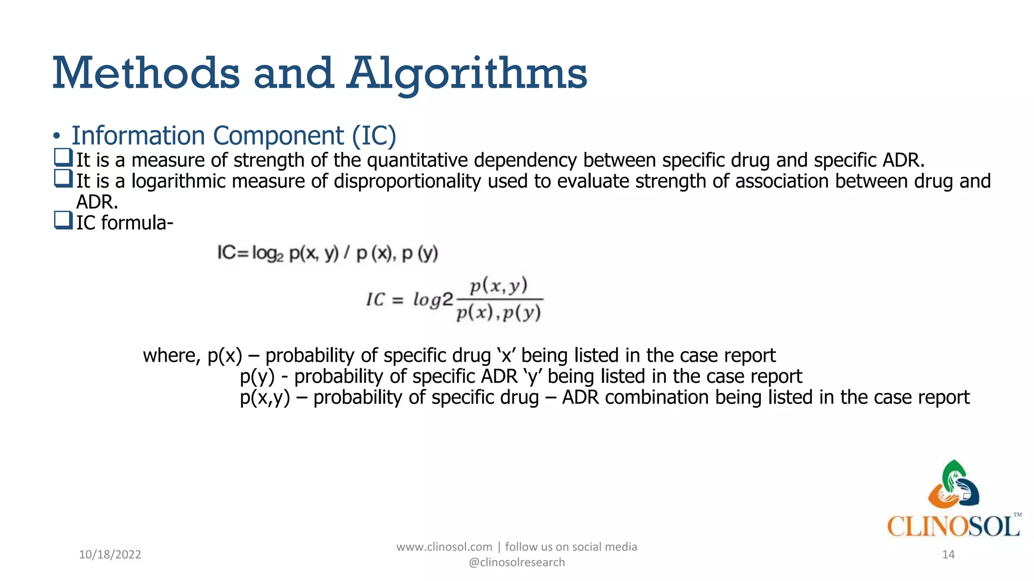 Signal Detection in Pharmacovigilance: Methods and Algorithms | PPTX