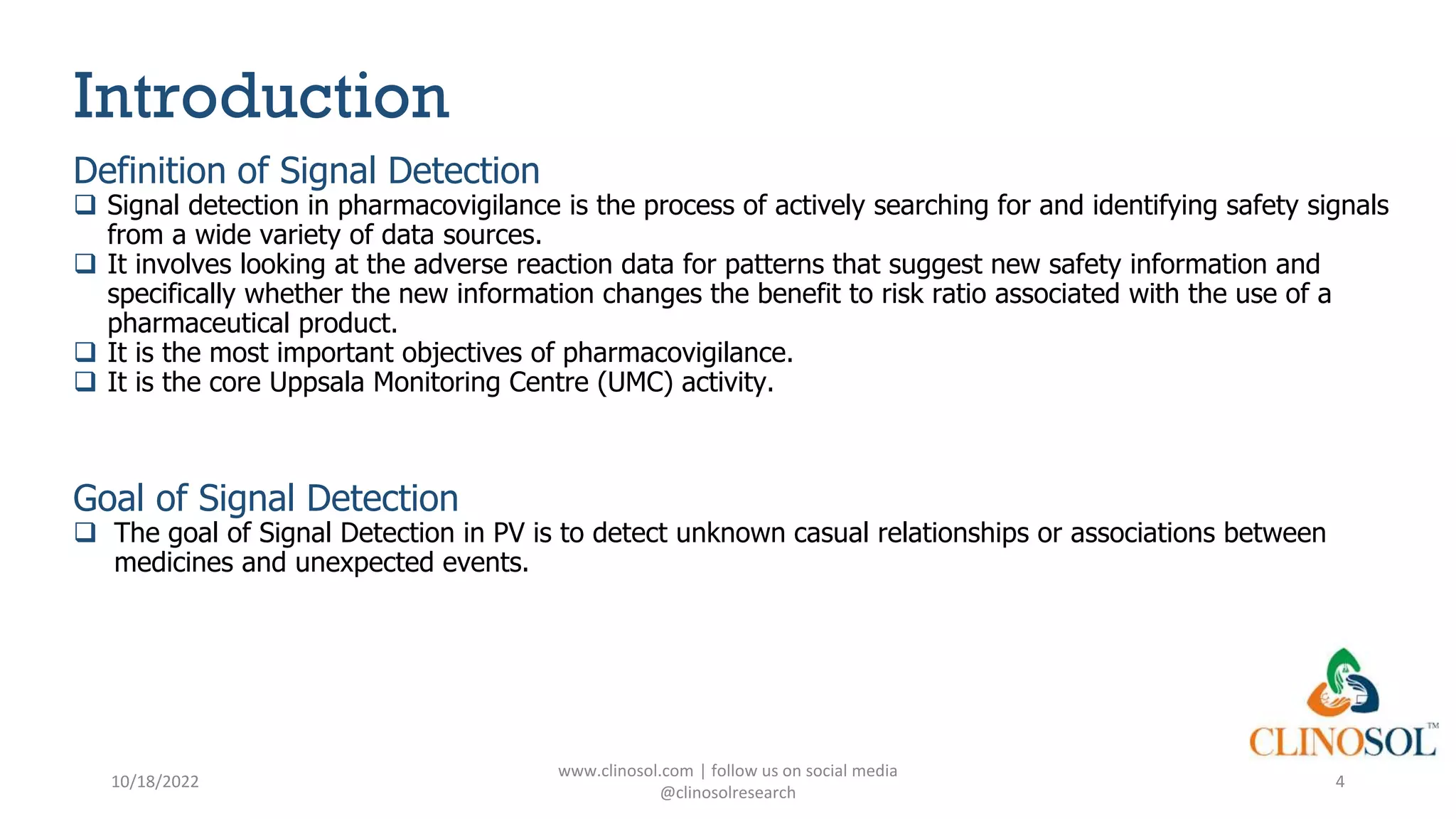 Signal Detection in Pharmacovigilance: Methods and Algorithms | PPTX