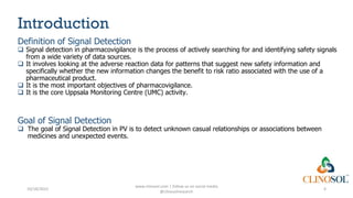 Signal Detection in Pharmacovigilance: Methods and Algorithms | PPTX