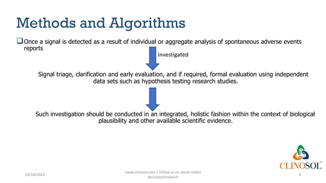 Signal Detection in Pharmacovigilance: Methods and Algorithms | PPTX ...
