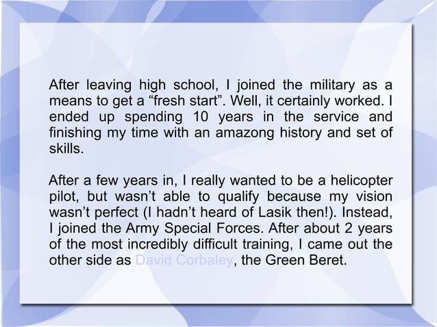 David Corbaley – The Marketing Commando Creation | PPT