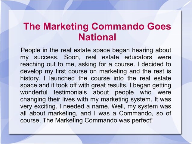 David Corbaley – The Marketing Commando Creation | PPT