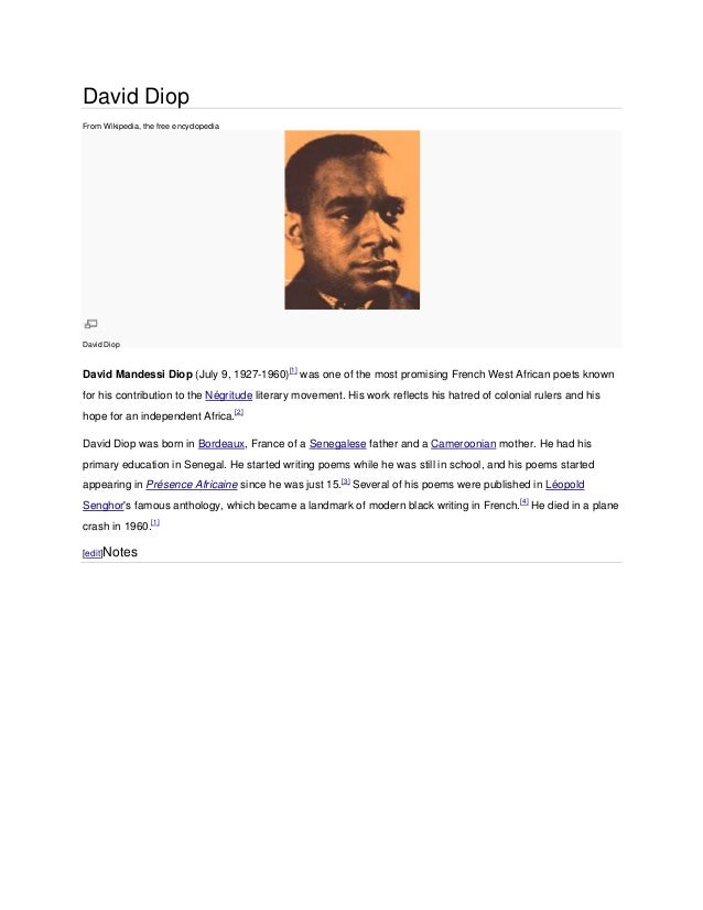 David Diop - Alchetron, The Free Social Encyclopedia