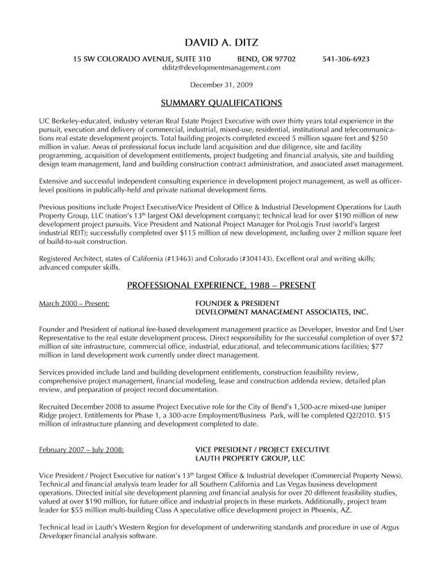 David Ditz Resume 123109 | PDF