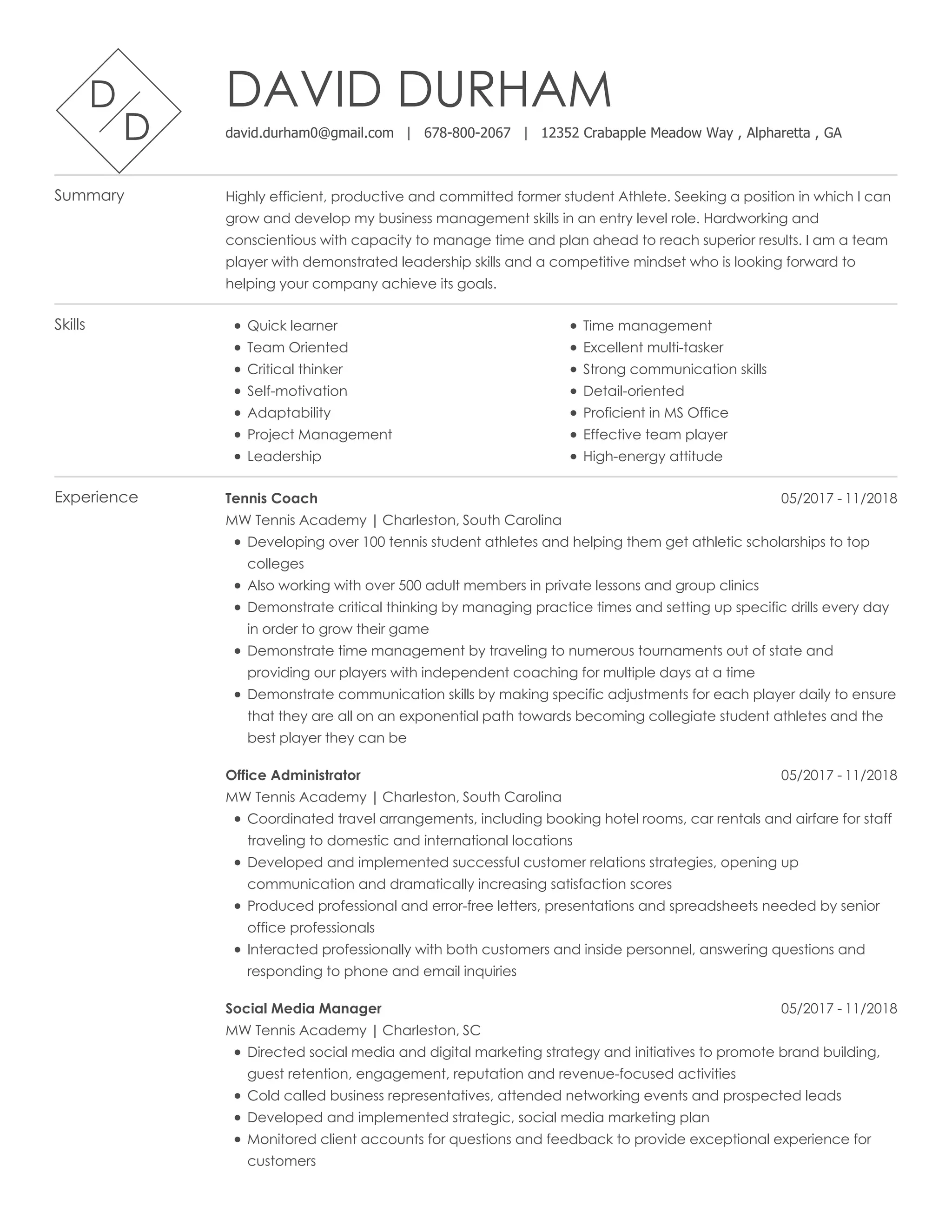 David Durham resume | PDF