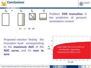 A Discrete Optimization Approach for SVD Best Truncation Choice based ...