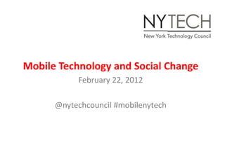 Mobile Technology & Social Change | PPT