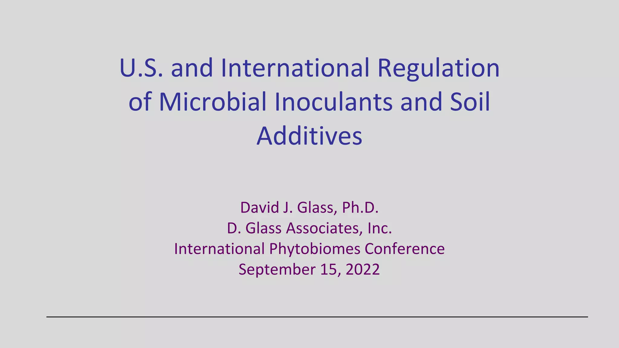U.S. and International Regulation of Microbial Inoculants and Soil ...