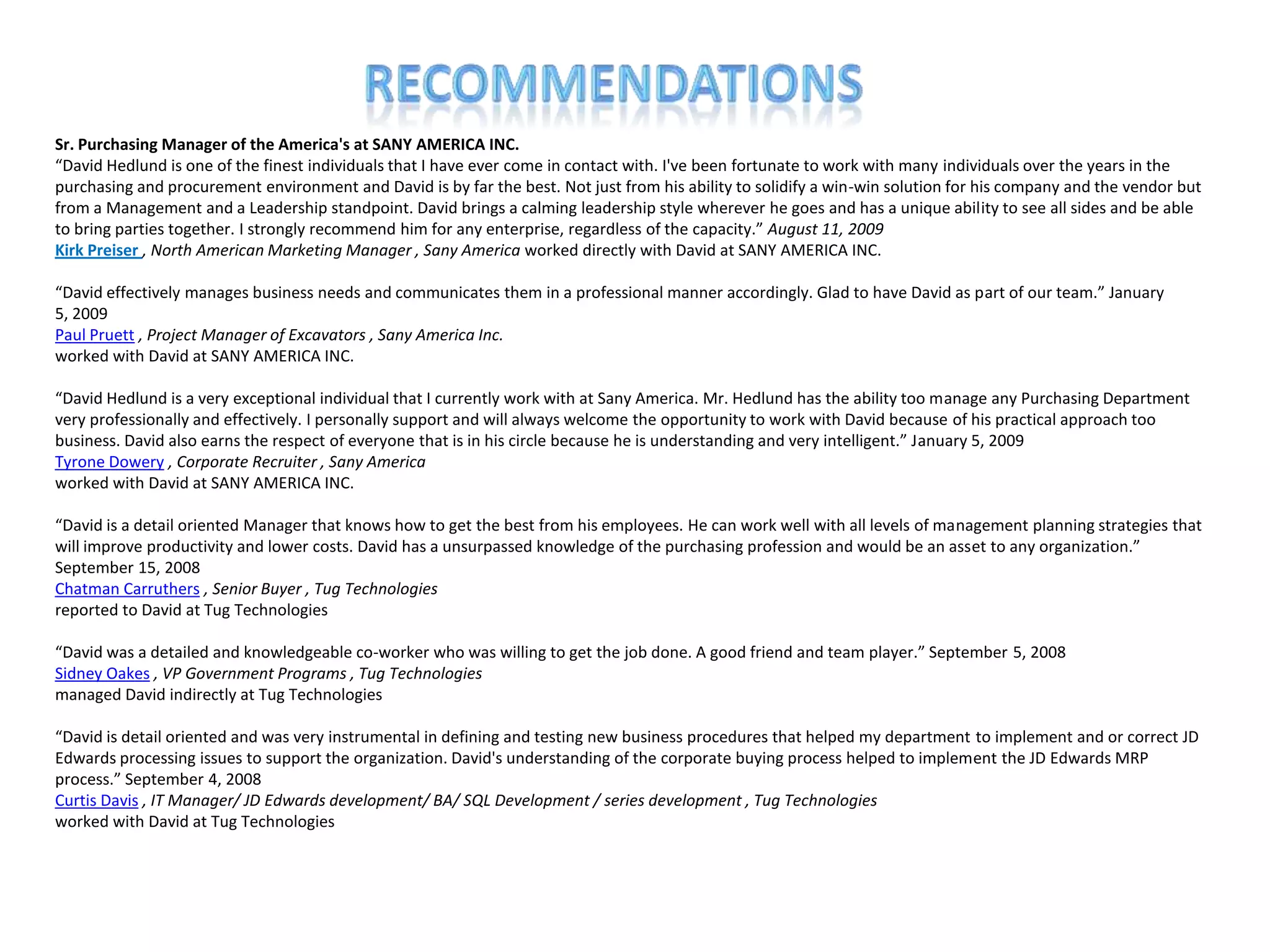 David Hedlund Resume | PPSX