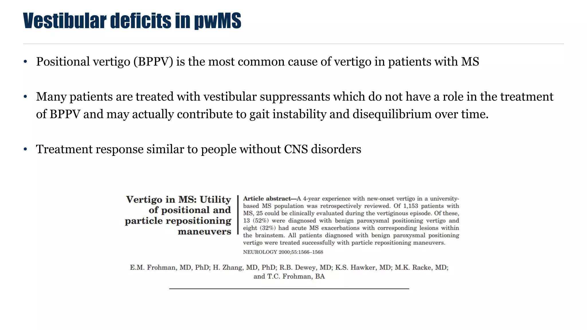 Vestibular and balance disorders in MS | PDF