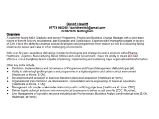 David hewitt CV May 2013 | PPT