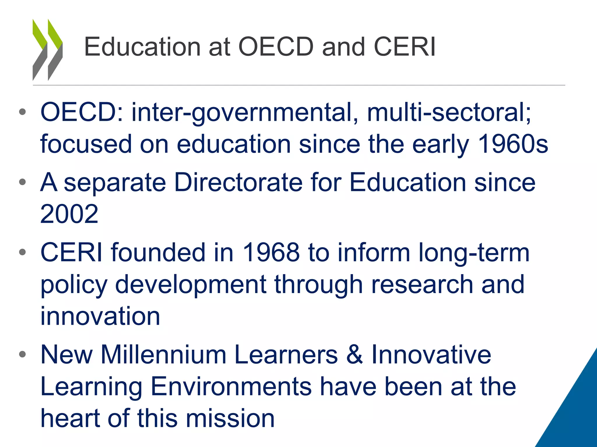 David Istance, Centre for Educational Research and Innovation (CERI), OECD - SOME OECD WORK ON ...