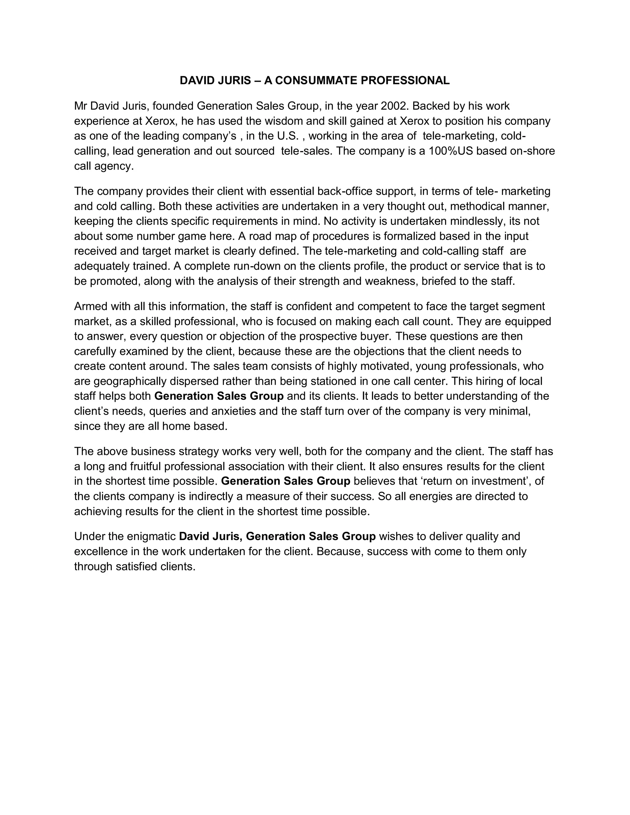 David juris – a consummate professional | PDF