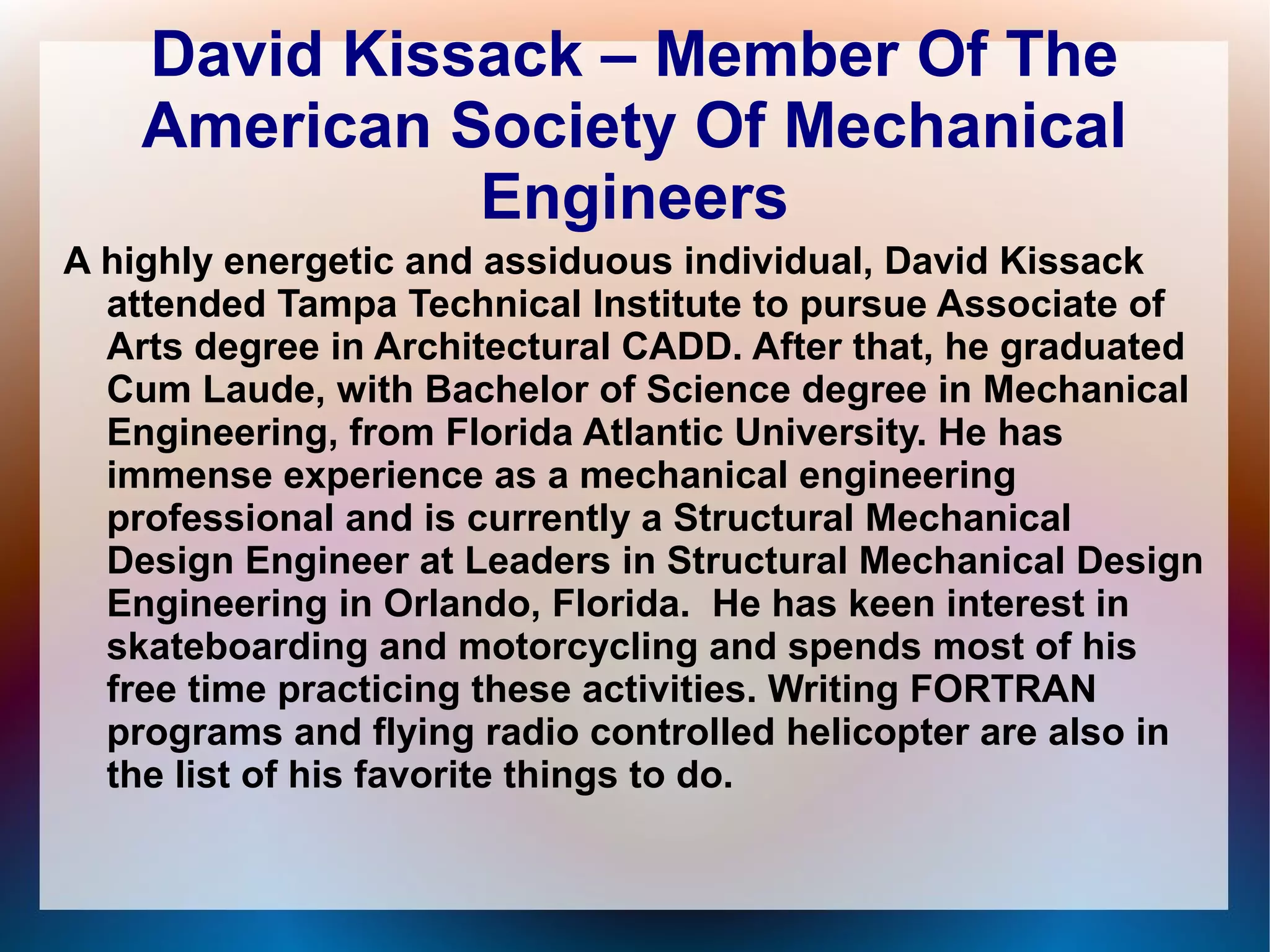David kissack | PPT | Civil Engineering Industry | Industries