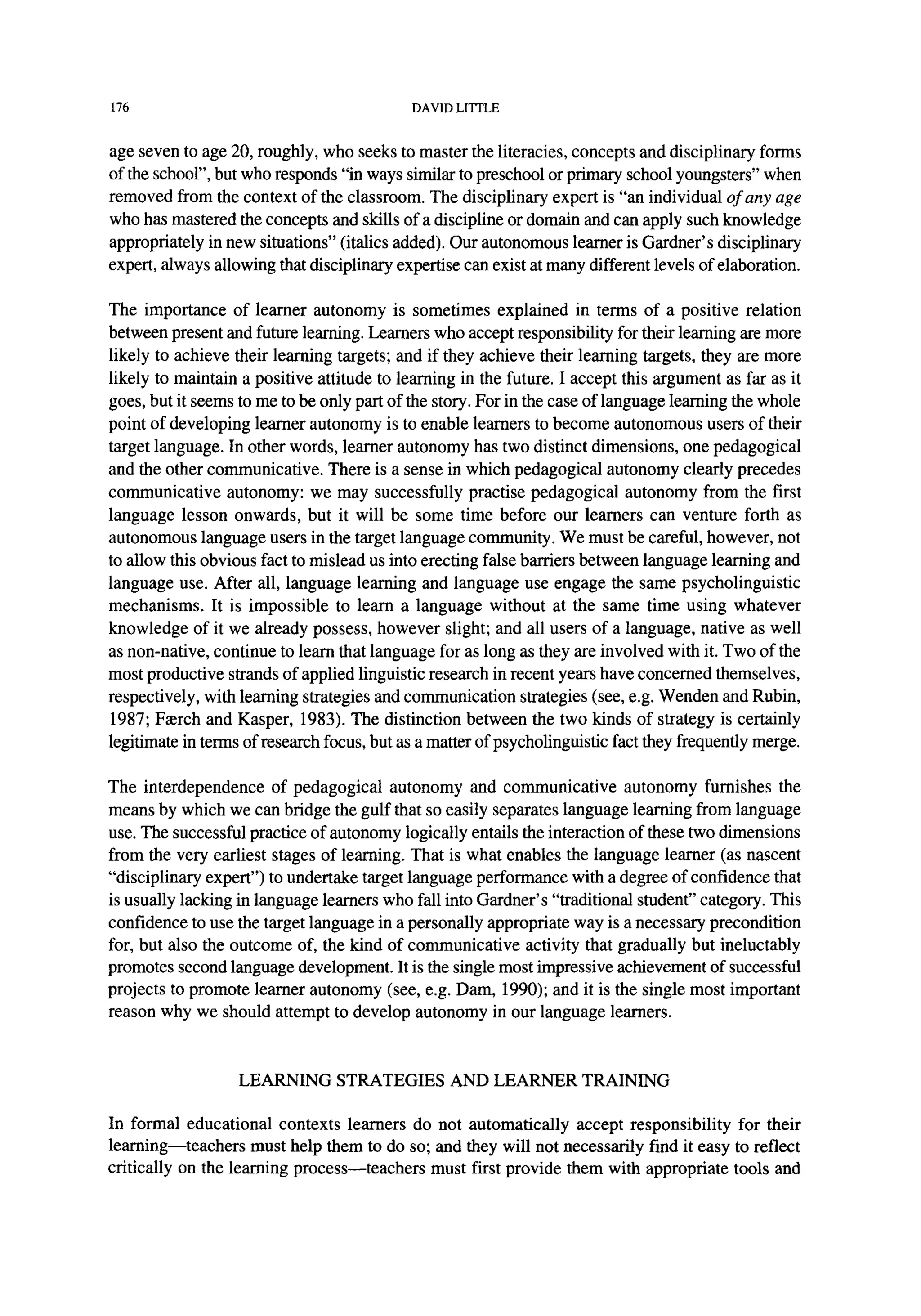 David little learner autonomy | PDF