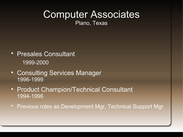 David Long Professional Background Summary | PPT